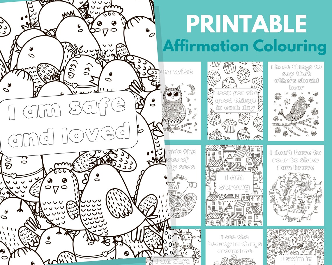Affirmation Colouring Pages for Kids Mindful Kids Colouring | Etsy UK