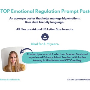 Coping Skills STOP Technique PRINTABLE Poster for Kids Emotional ...