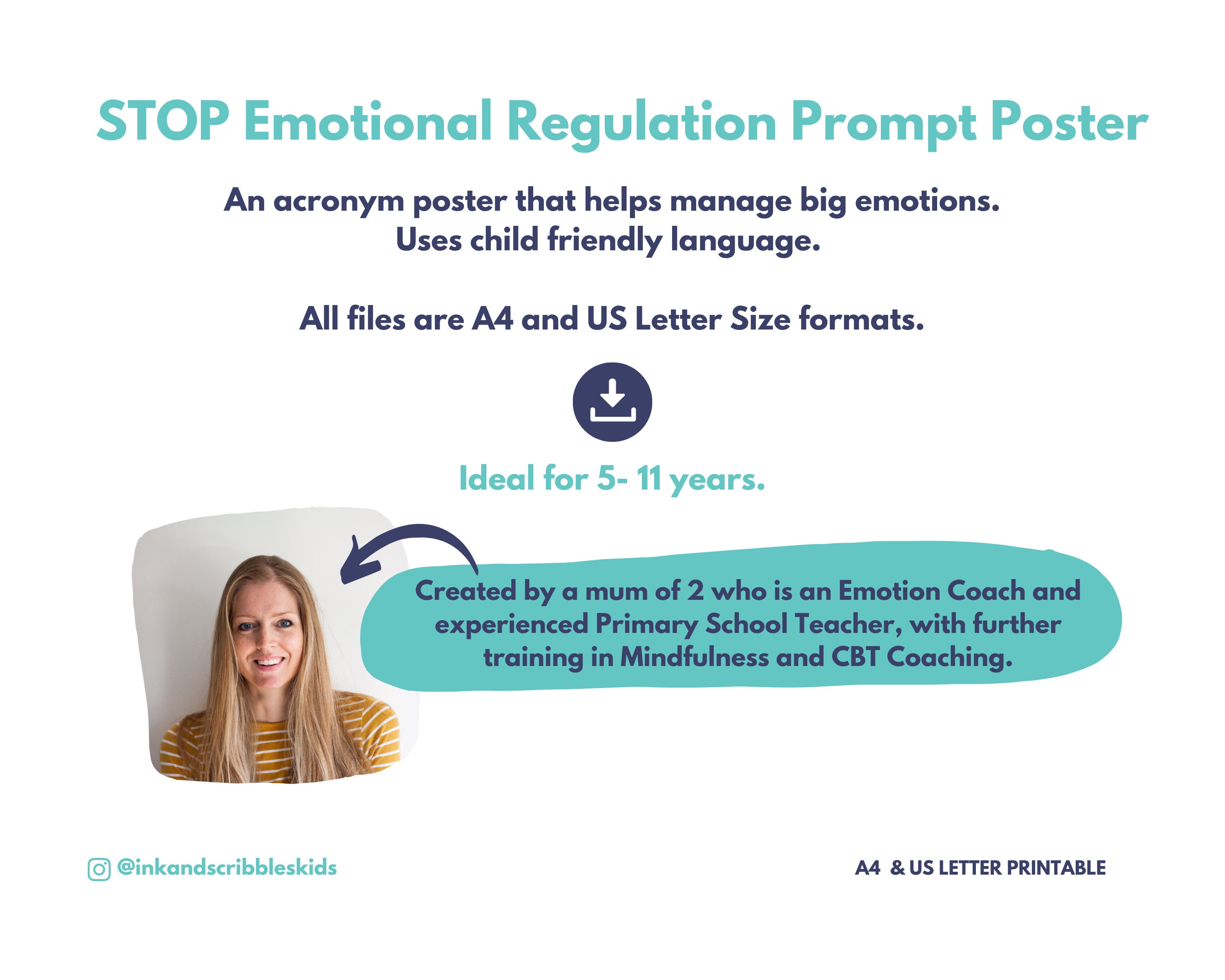 Coping Skills STOP Technique PRINTABLE Poster for Kids Emotional ...