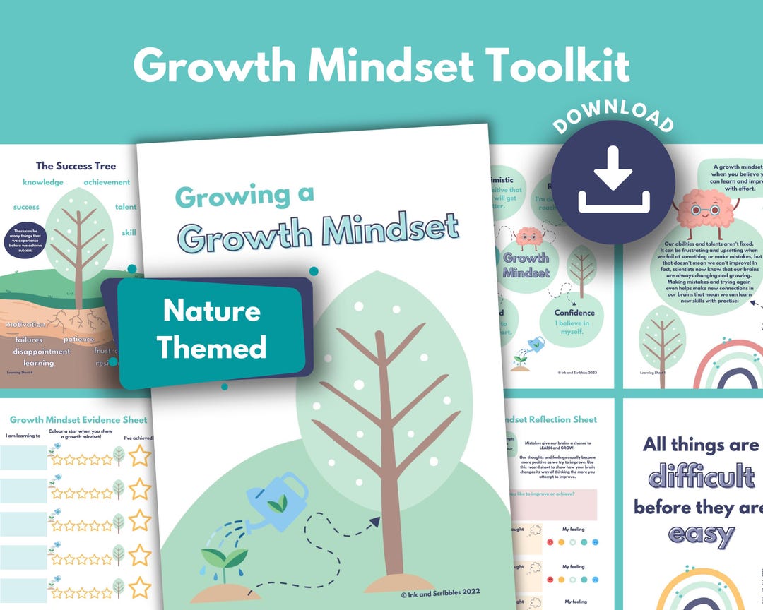 Growth Mindset Kit: Motivation and Goal Setting Worksheets for Kids ...