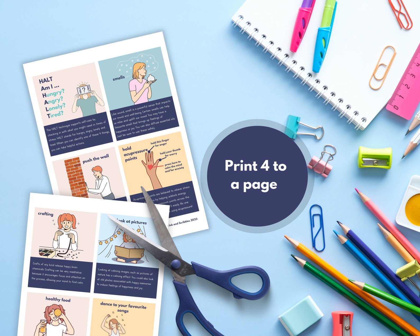 Coping Skill and Calming Strategies Cue Cards for Teens PRINTABLE ...