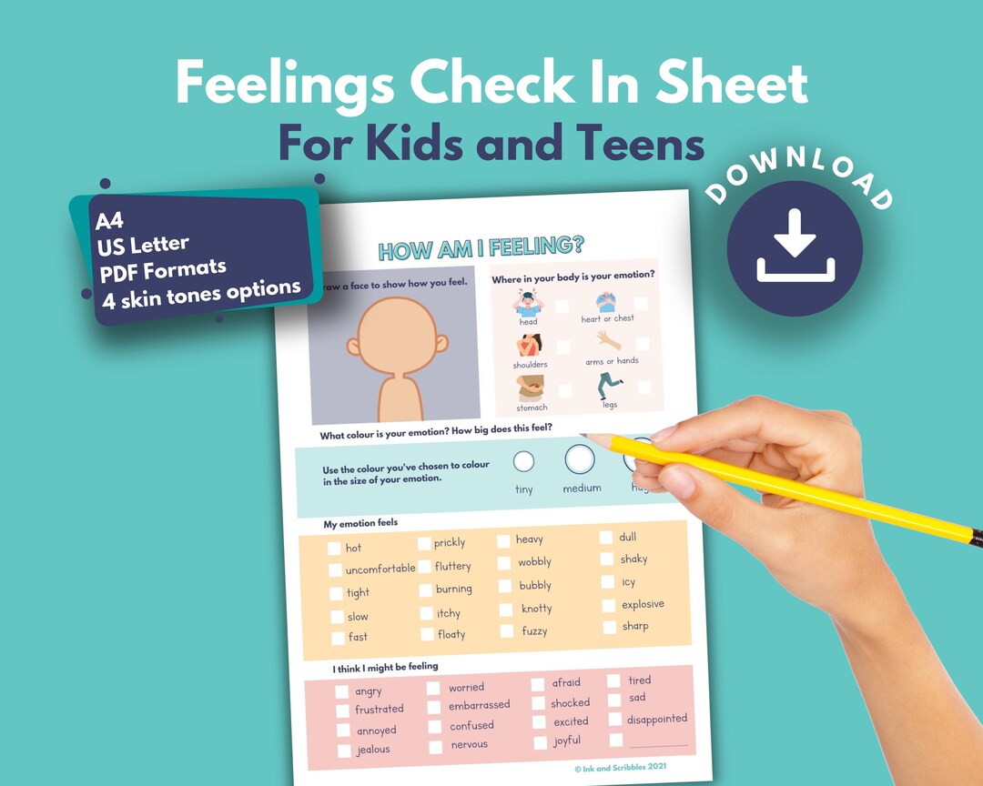 Feelings Check in Sheet PRINTABLE | Identifying Feelings Worksheet for ...