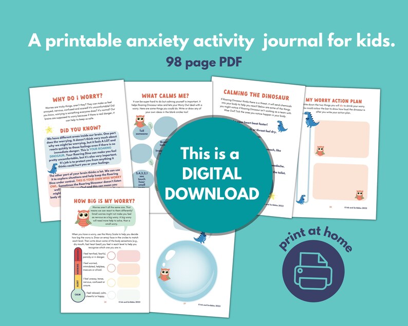 Anxiety Workbook for Kids: CBT & SEL Activities (ages 6-11) (printable ...