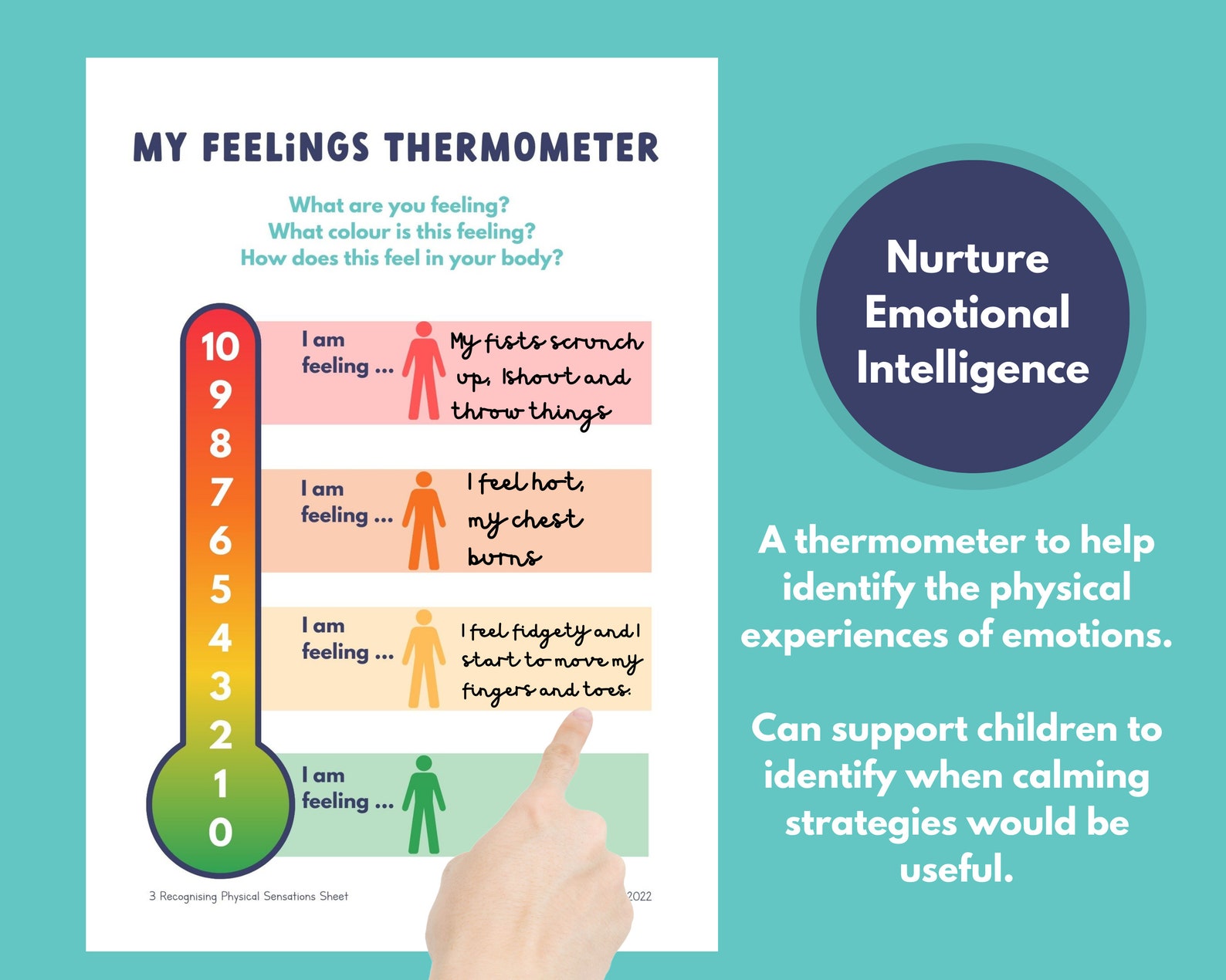 Feelings Thermometer PRINTABLE Scale for Kids and Teens | Emotion ...