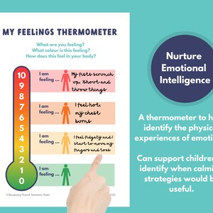 Feelings Thermometer PRINTABLE Scale for Kids and Teens | Emotion ...