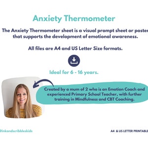 Anxiety Thermometer PRINTABLE for Kids and Teens | Worry, Fear Scale ...