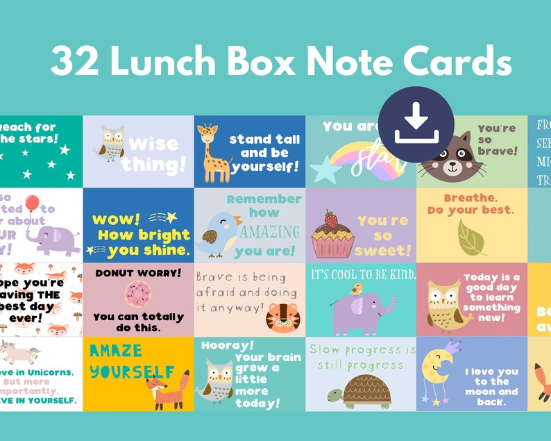 Lunch Box Notes for Kids Printable School Lunch Note Cards - Etsy UK