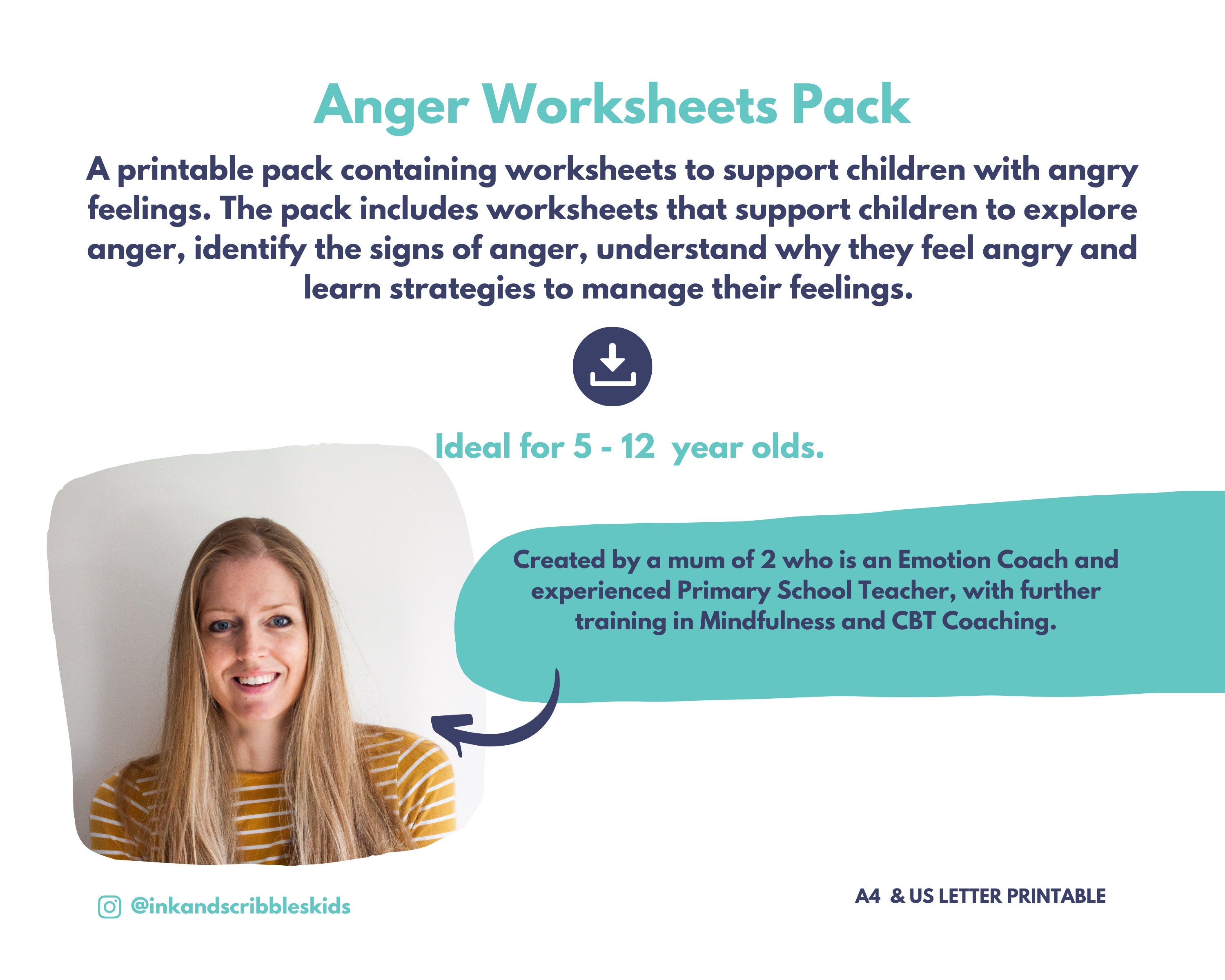 Anger Management Worksheets for Kids PRINTABLE Managing Emotions ...