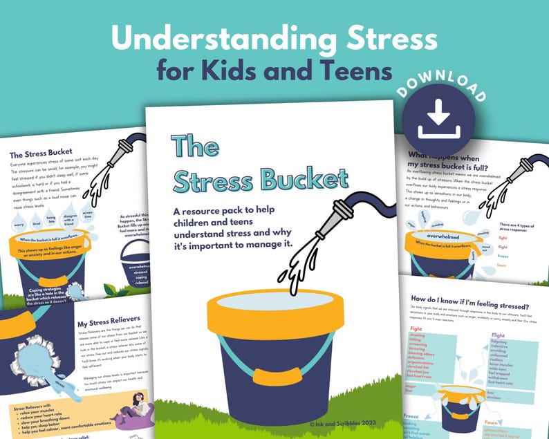 Stress Bucket Worksheets: Kids & Teen Emotional Regulation and Stress ...