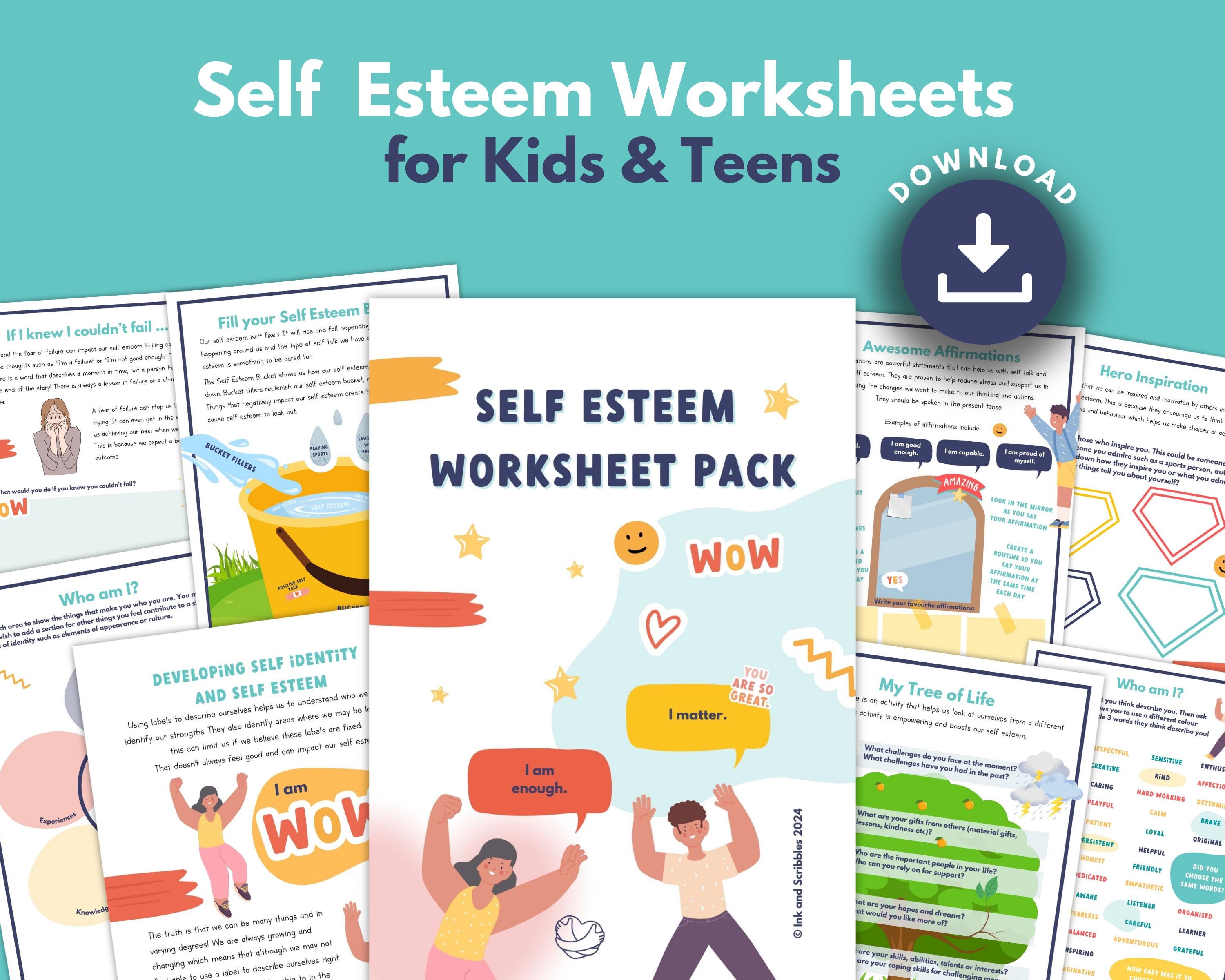 Self Esteem Worksheets for Teens: Positive Thinking (printable PDF) - Etsy