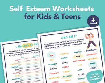 Self-esteem Worksheets for Kids Printable PDF Workbook - Etsy
