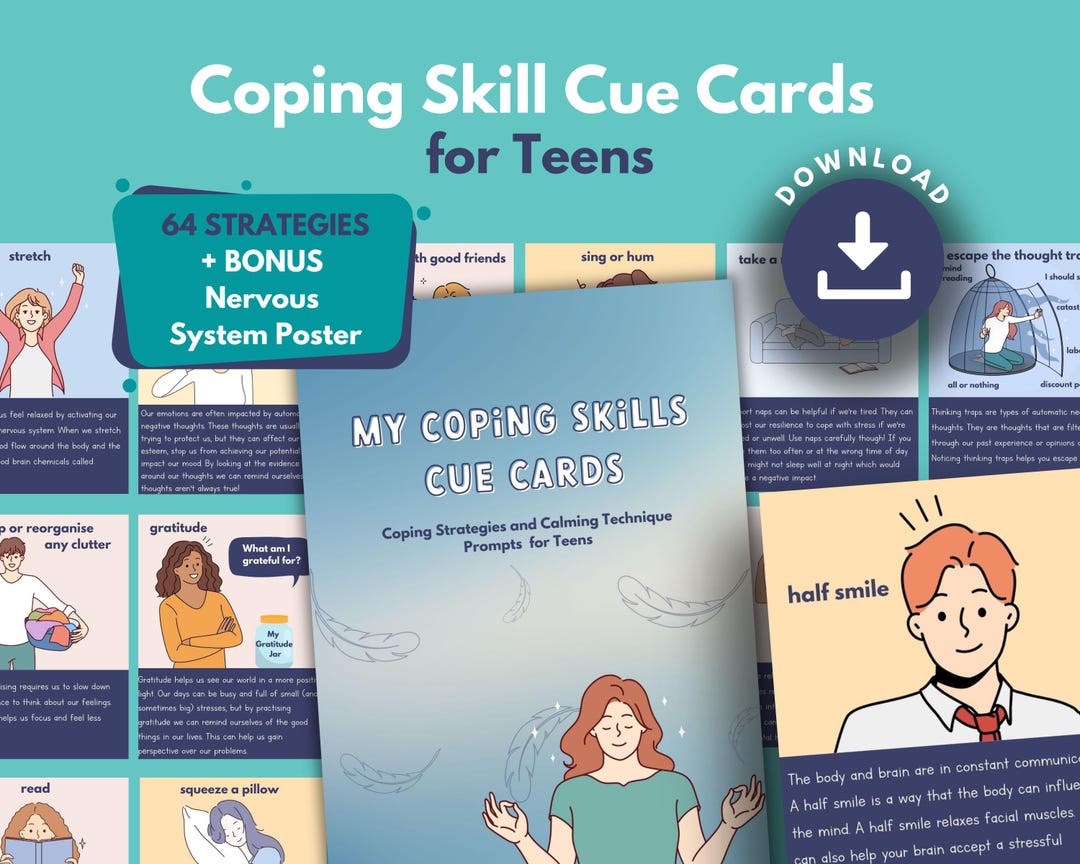 Coping Skill and Calming Strategies Cue Cards for Teens | PRINTABLE ...
