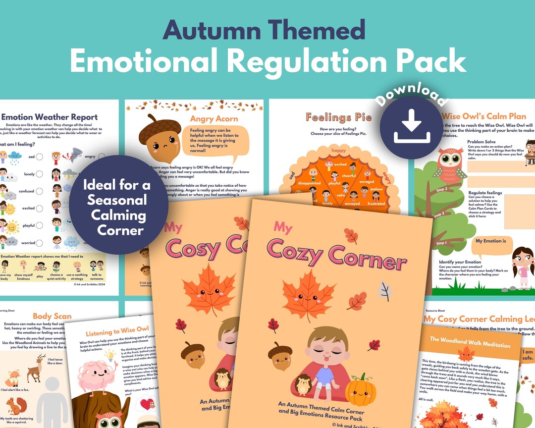 Fall Autumn Feelings Worksheets: Emotional Regulation, Calming ...