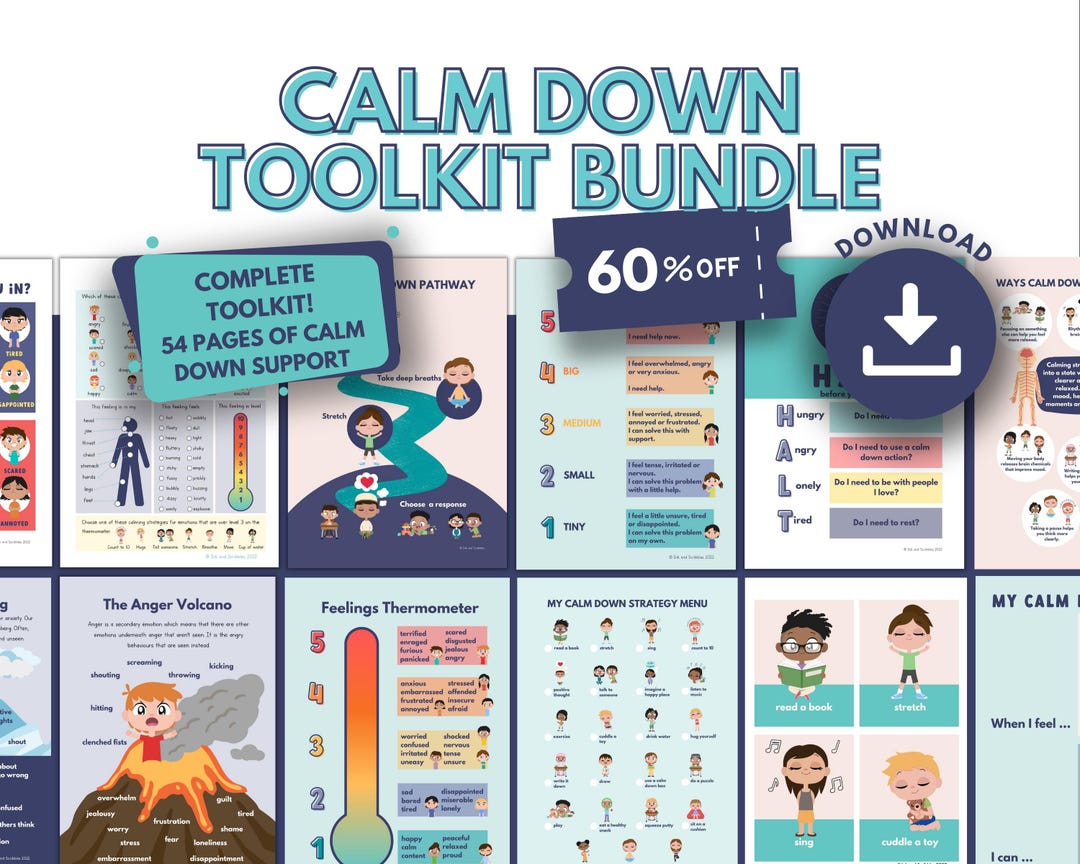 Calm Down Corner Toolkit Bundle for Kids | Time in Cool Down PRINTABLE Resources, Calming Tool ...