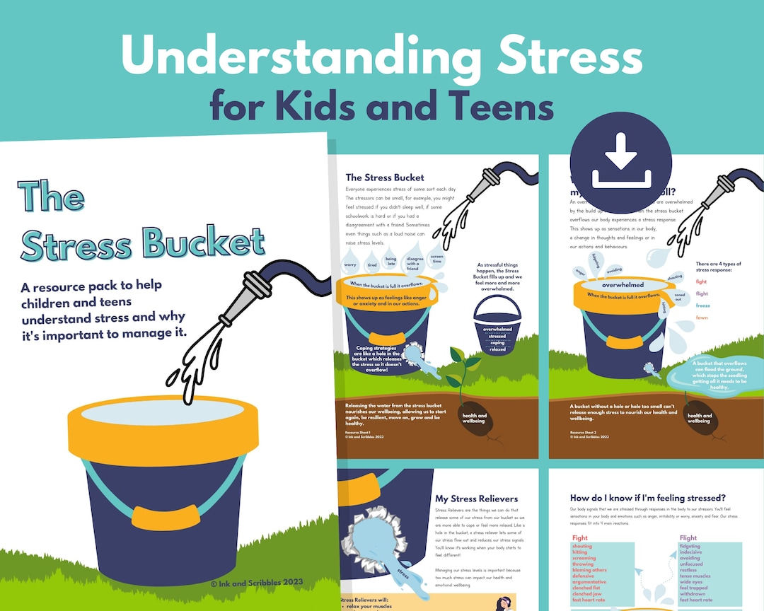 Stress Bucket Worksheets for Kids and Teenagers PRINTABLE Stress ...