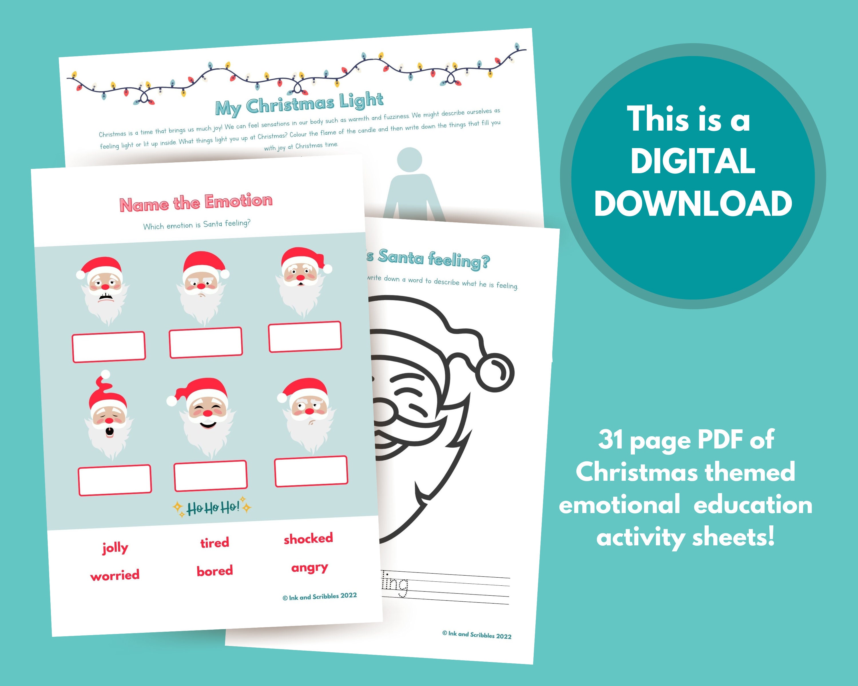 Christmas Emotions Feelings Activity Sheets PRINTABLE for Kids - Etsy