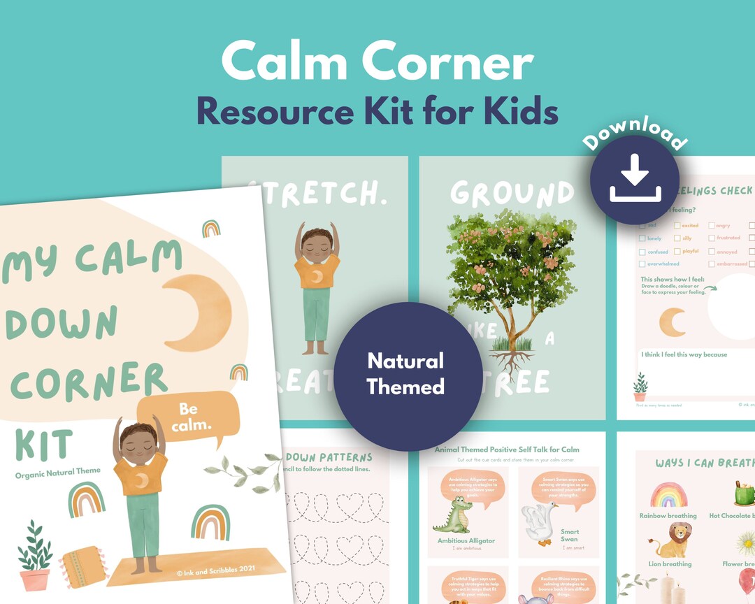 Calm Down Corner PRINTABLE Organic Nature Themed Kit for Kids Self ...