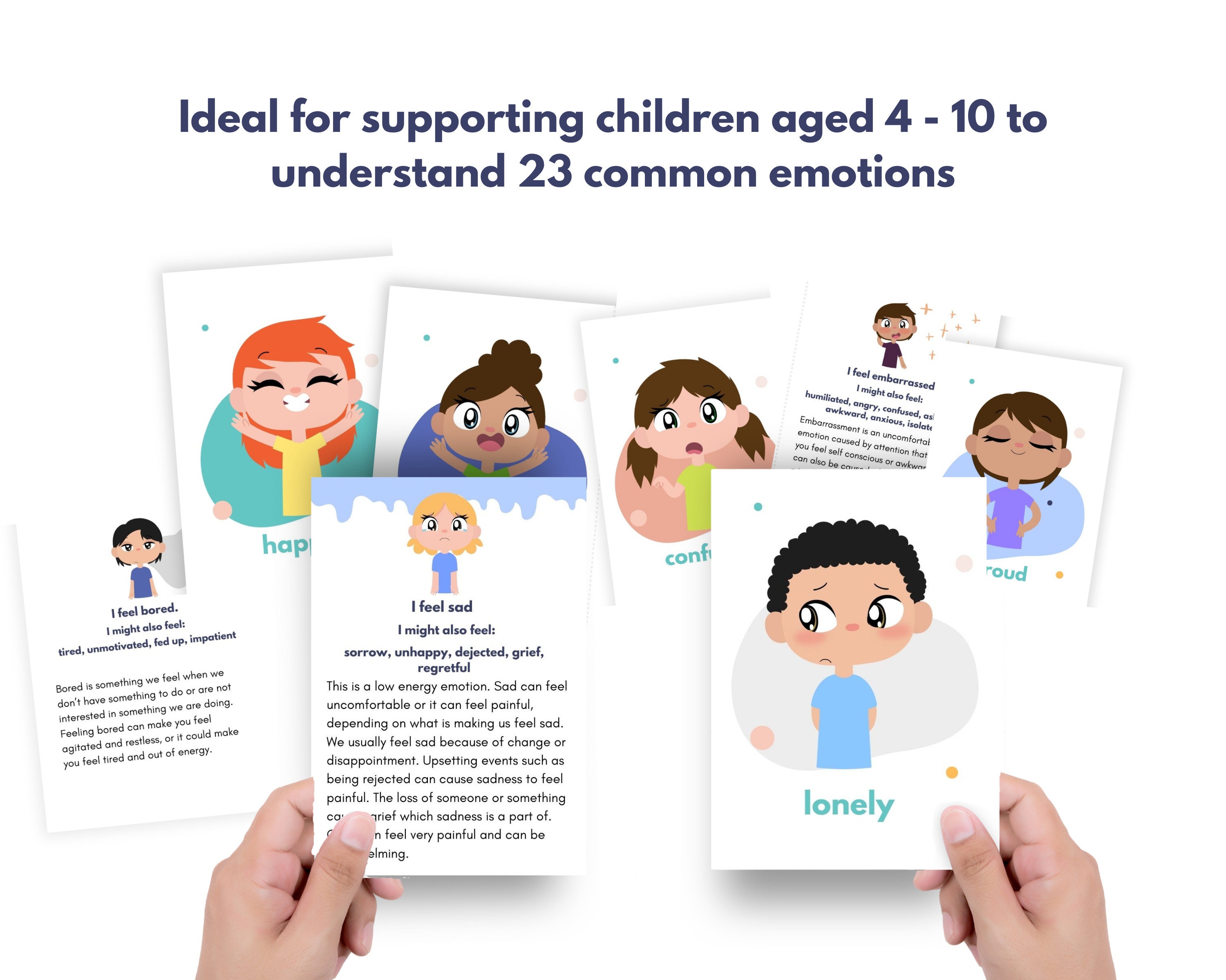 Emotion Cards PRINTABLE for Kids Feelings Flashcards Identify and ...