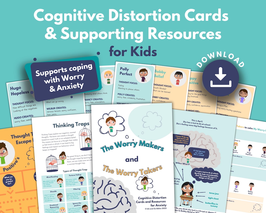 Anxiety Activities for Kids | Negative Thinking CBT Printable, Calm ...