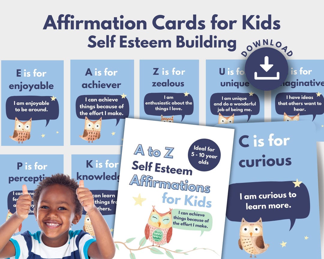 Affirmation Cards for Kids: A to Z Self Esteem (printable PDF) - Etsy