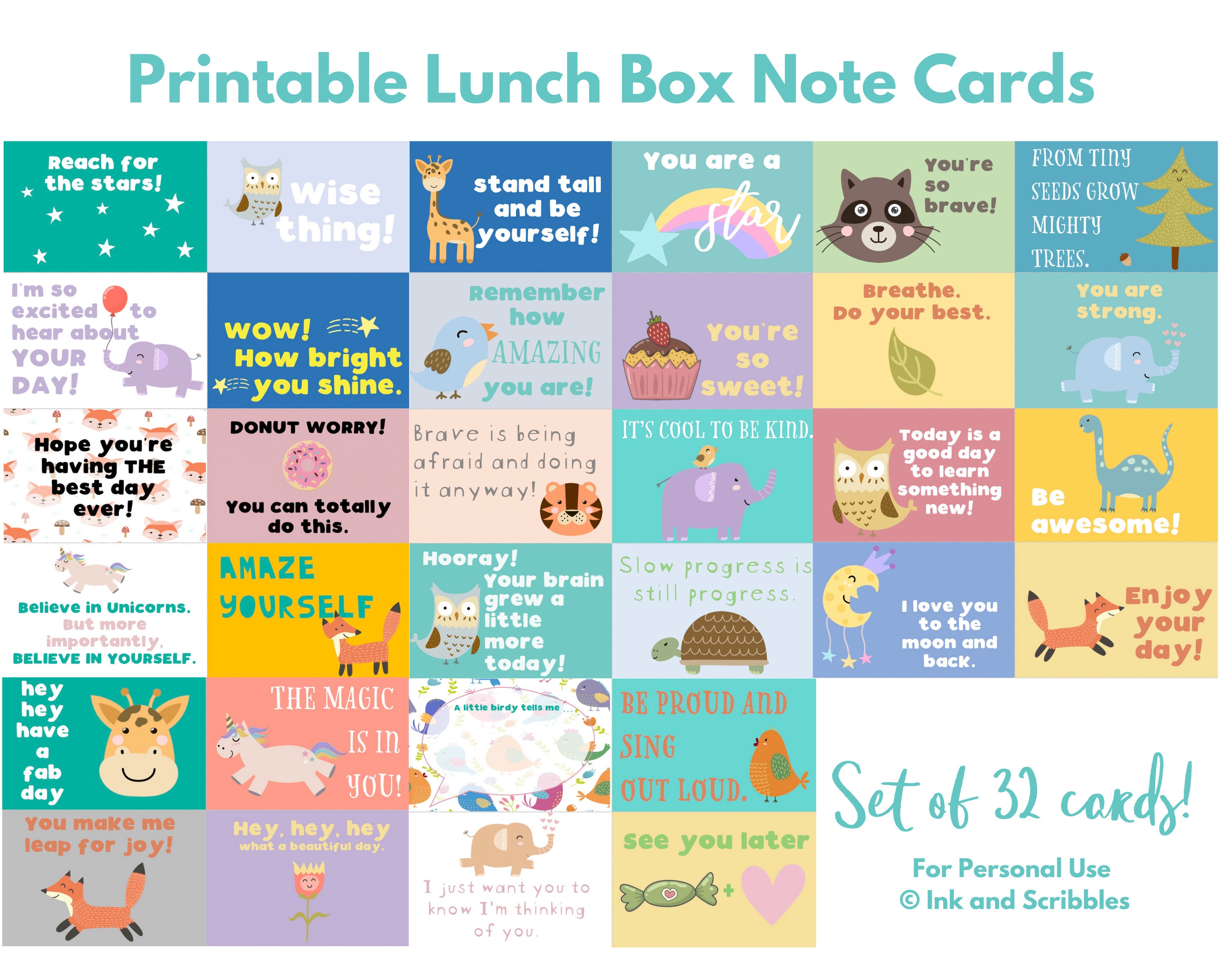 Lunch Box Notes for Kids Printable School Lunch Note Cards - Etsy UK