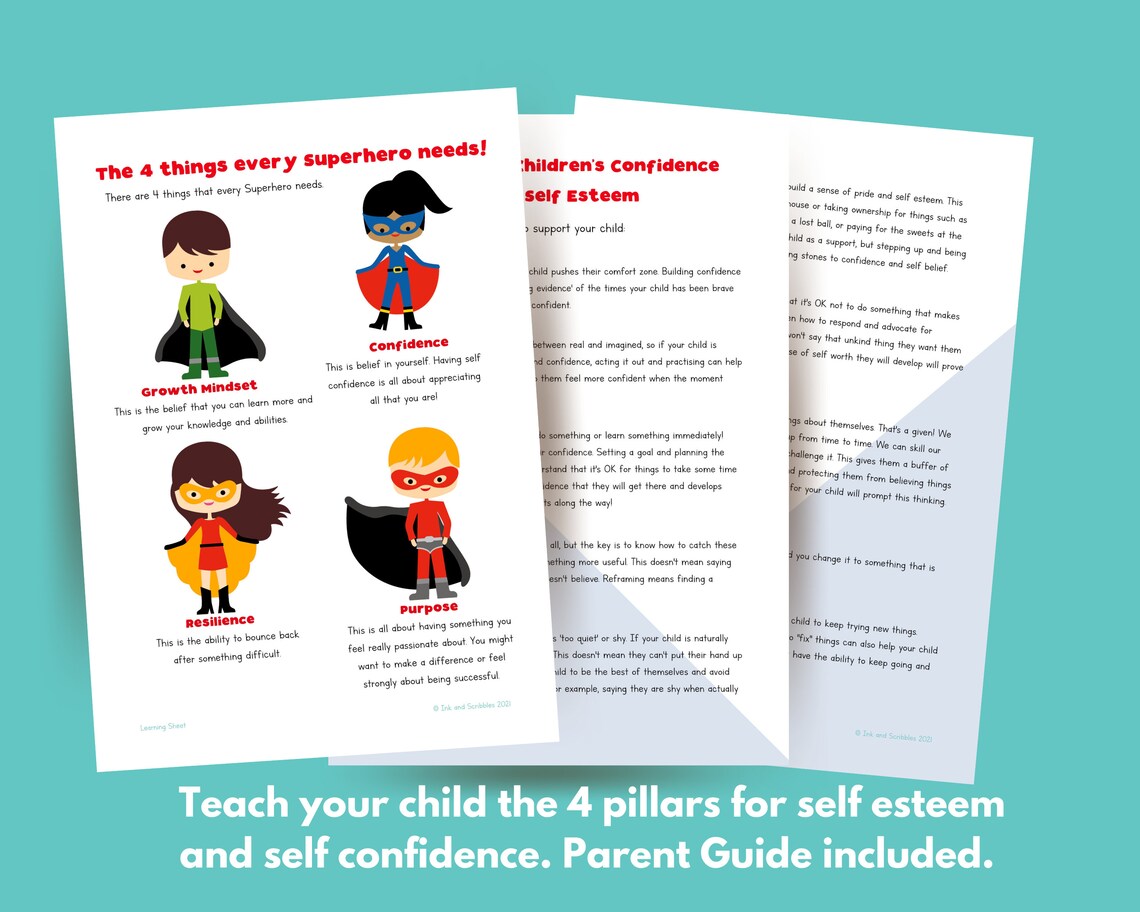 Confidence Self Esteem PRINTABLE for Kids Superhero Themed - Etsy UK