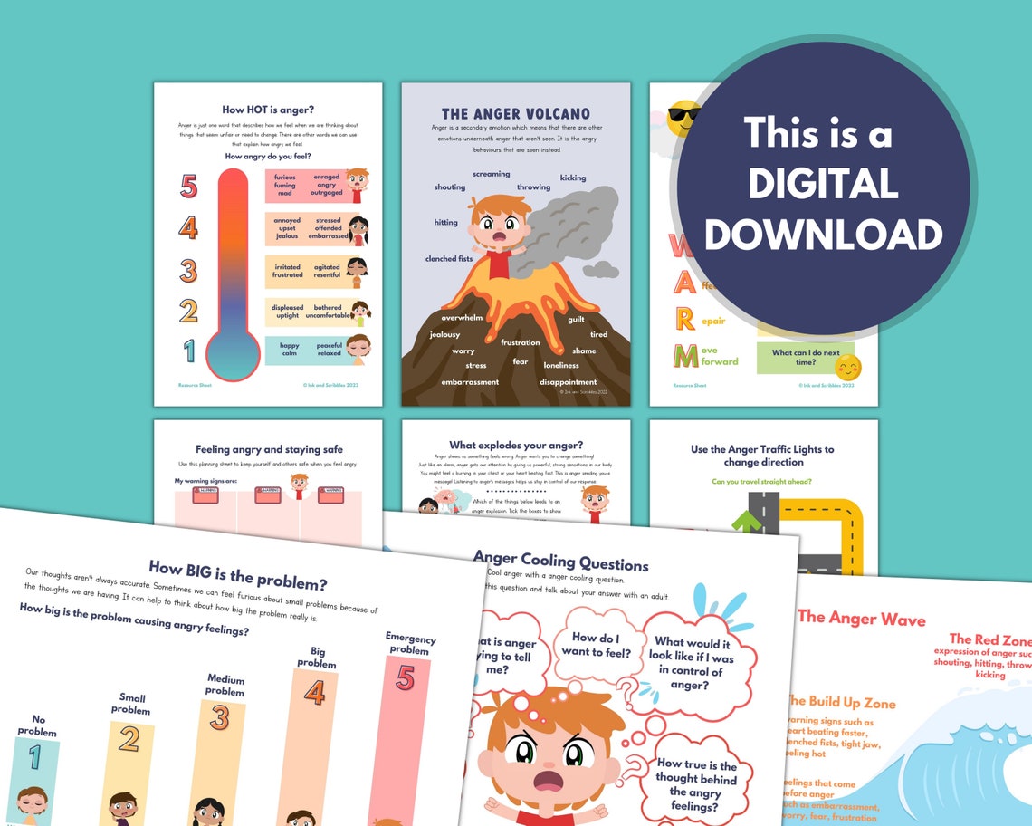 Anger Management for Kids PRINTABLE Bundle for Professional Use by ...