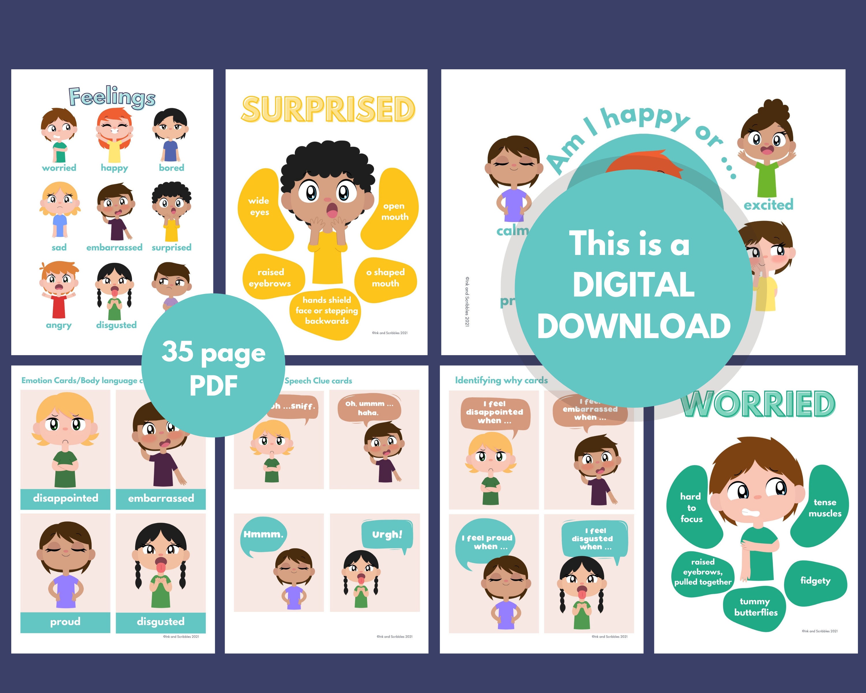 Feelings Flashcards: Social Emotional Learning, Face Expression Cards ...