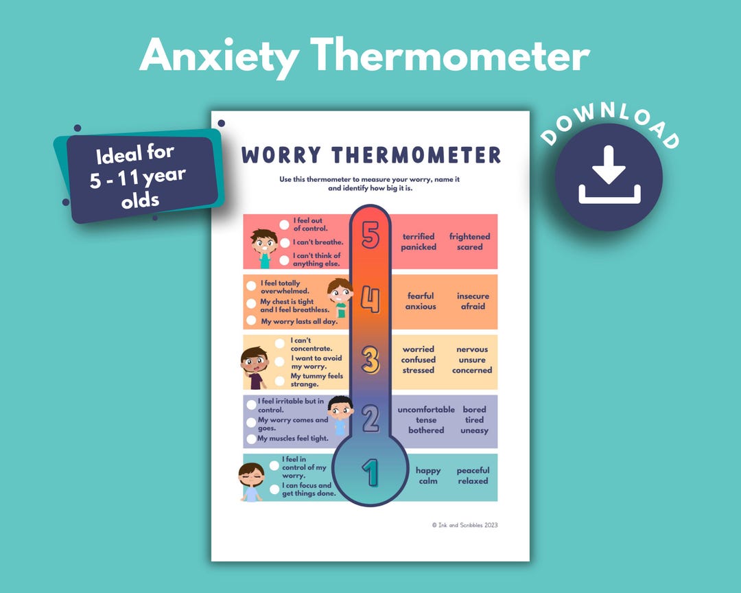 Anxiety Thermometer for Kids: Worry Scale Printable (instant Download ...