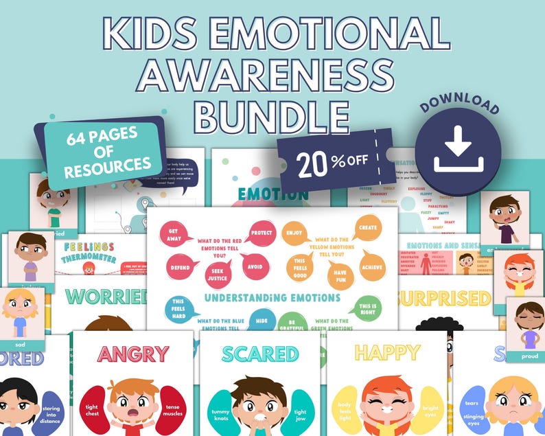 Feelings Flashcards & Emotion Posters for Kids: Emotional Awareness and ...