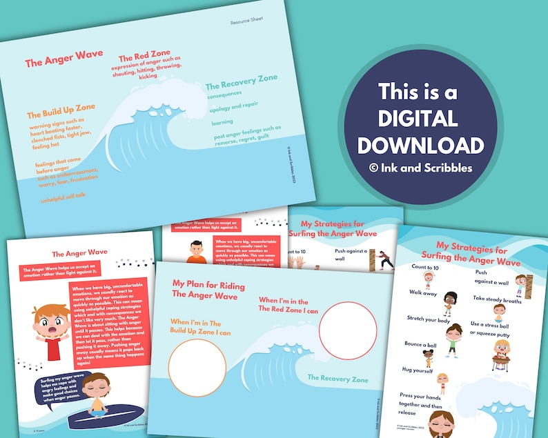 Anger Wave DBT Printable: Emotional Regulation for Teens (PDF) - Etsy ...
