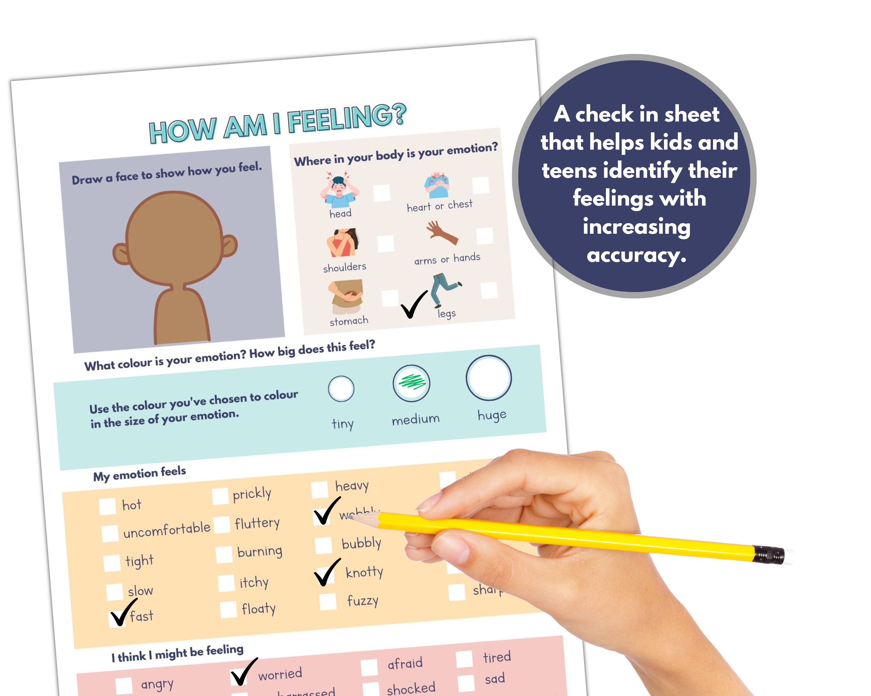Feelings Check in Sheet PRINTABLE | Identifying Feelings Worksheet for ...
