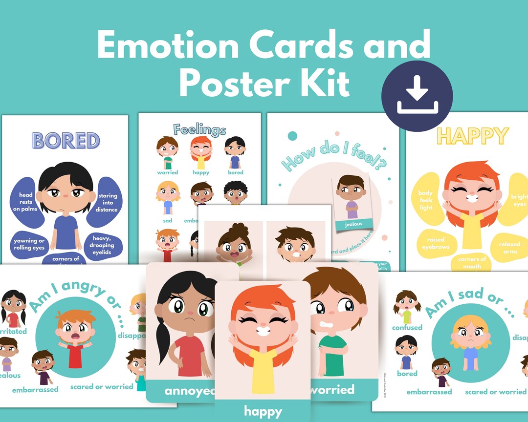 Emotions Feelings Flashcards, Social Emotional Learning Poster ...