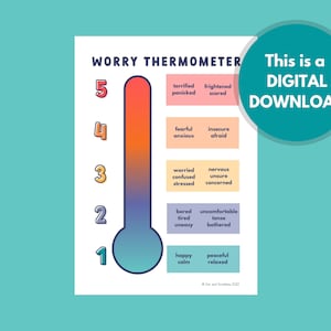 Anxiety Thermometer PRINTABLE for Kids and Teens | Worry, Fear Scale ...