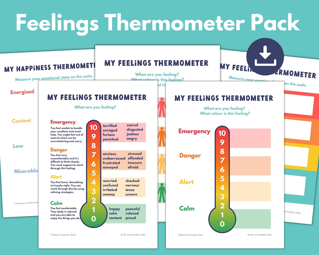 Feelings Thermometer PRINTABLE Scale for Kids and Teens - Etsy