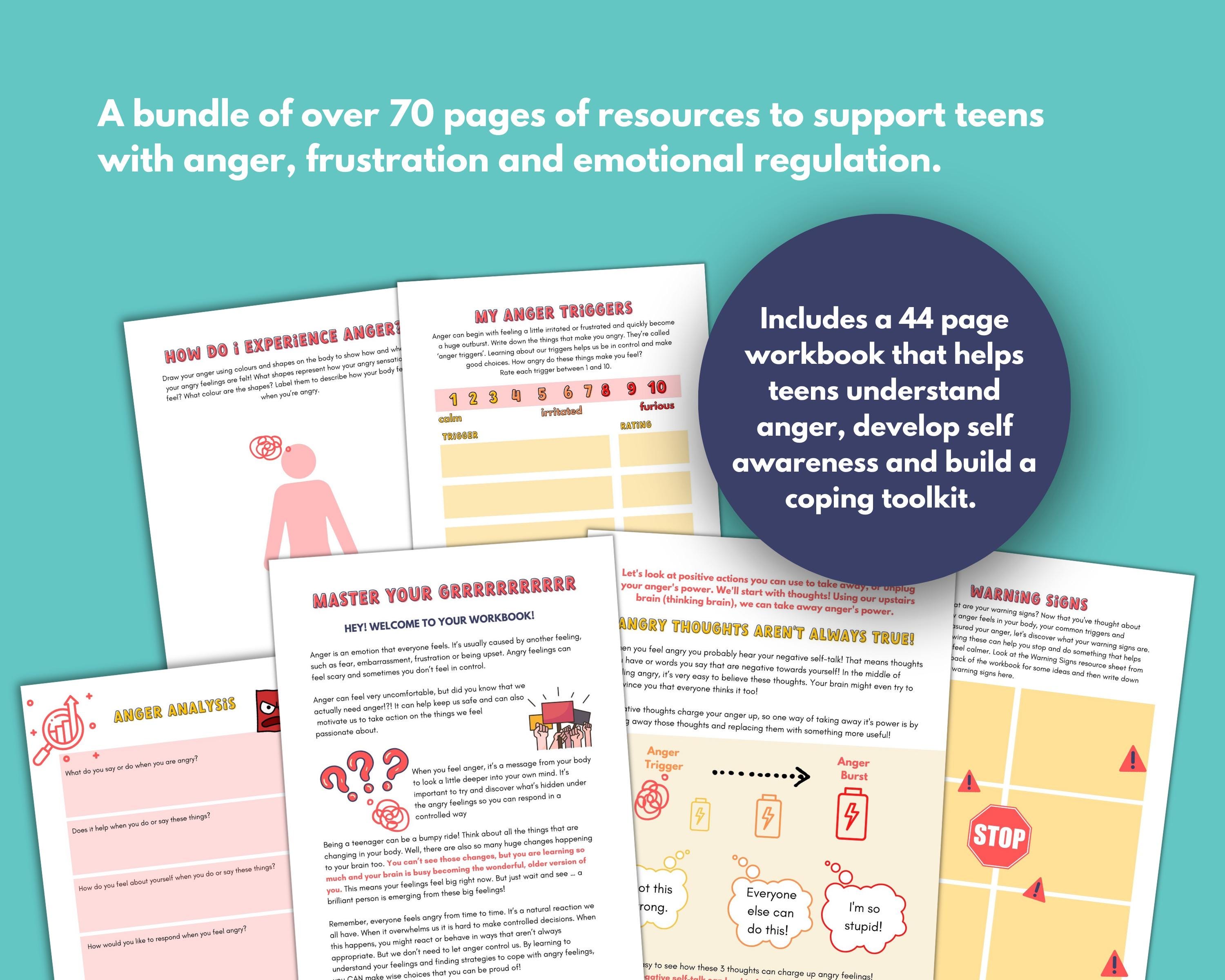 Teen Anger Management Printable Bundle: Coping Skills & Emotional ...