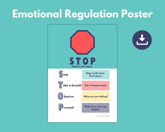 Coping Skills STOP Technique PRINTABLE Poster for Kids - Etsy Ireland