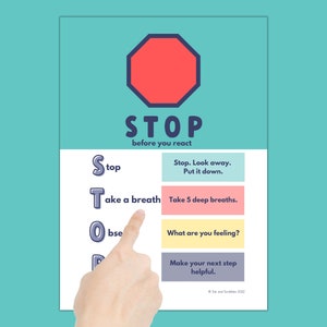 Coping Skills STOP Technique PRINTABLE Poster for Kids Emotional ...