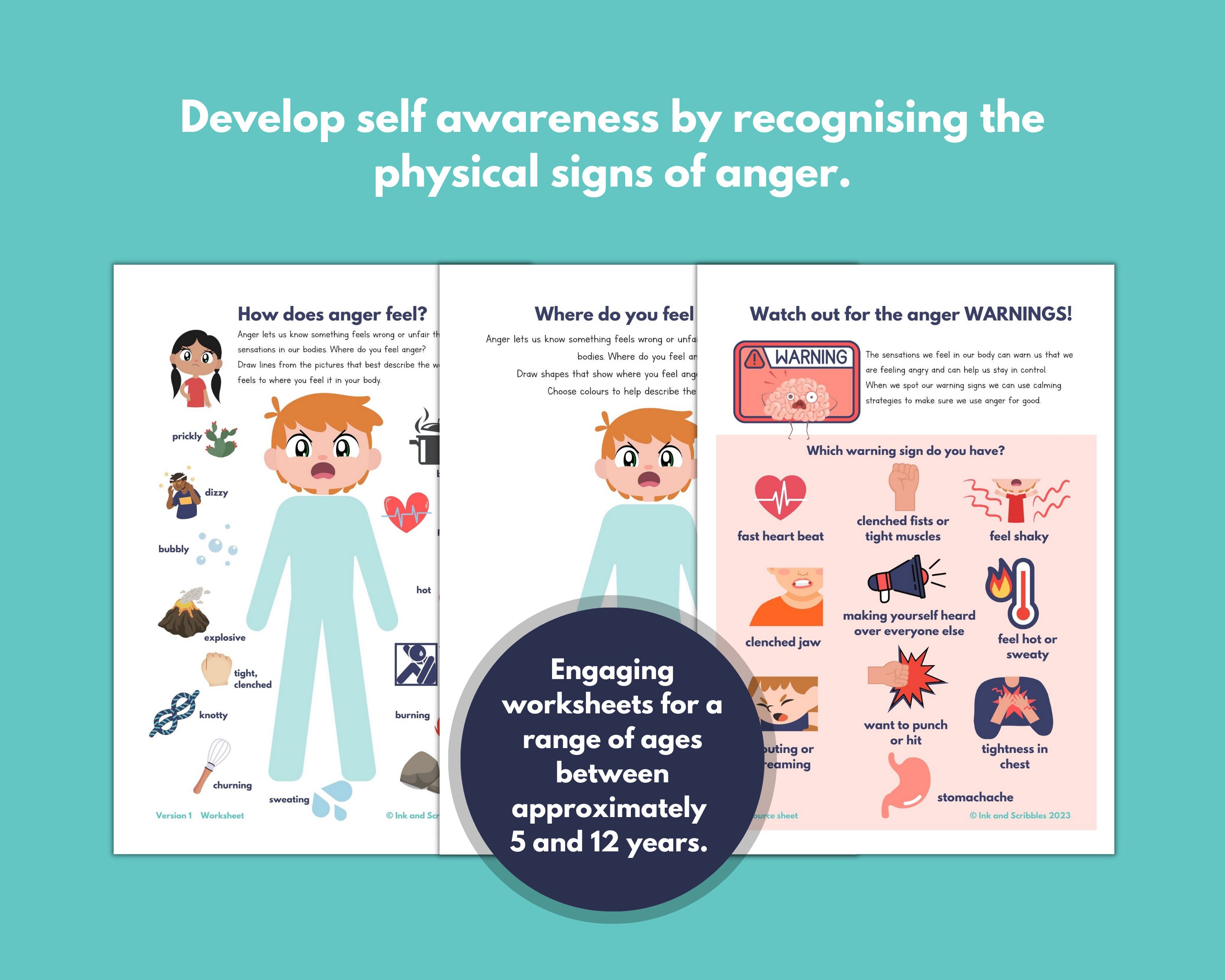 Anger Management Worksheets for Kids PRINTABLE Managing Emotions ...