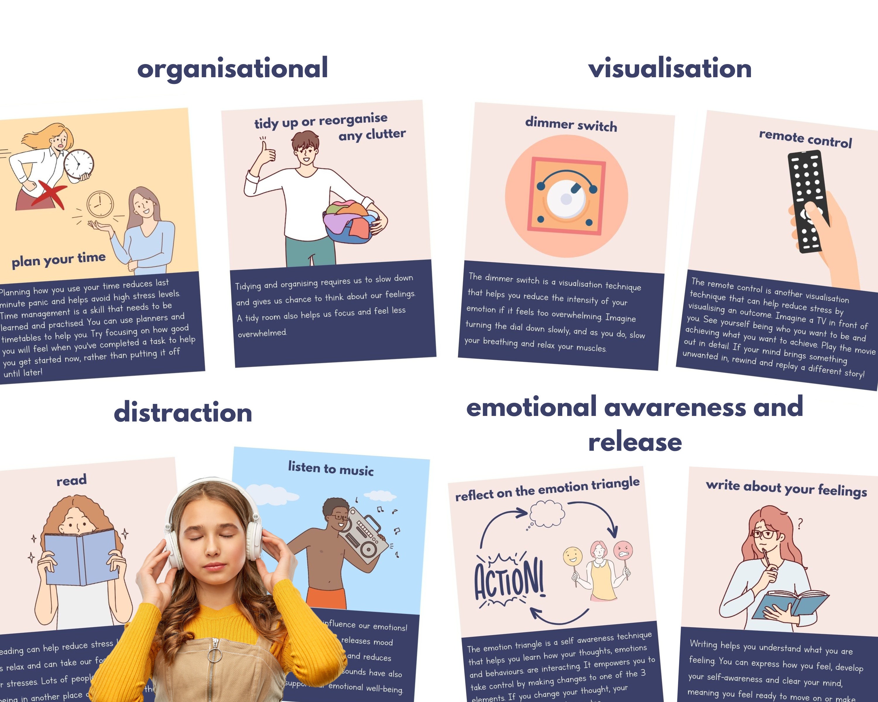 Coping Skill and Calming Strategies Cue Cards for Teens PRINTABLE ...