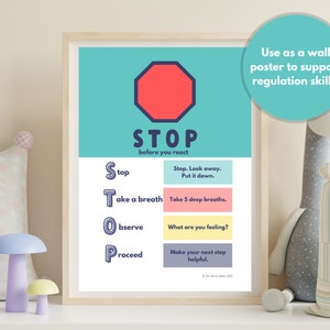 Coping Skills STOP Technique PRINTABLE Poster for Kids Emotional ...