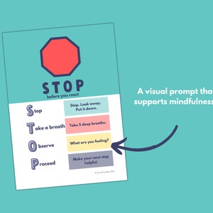 Coping Skills STOP Technique PRINTABLE Poster for Kids Emotional ...
