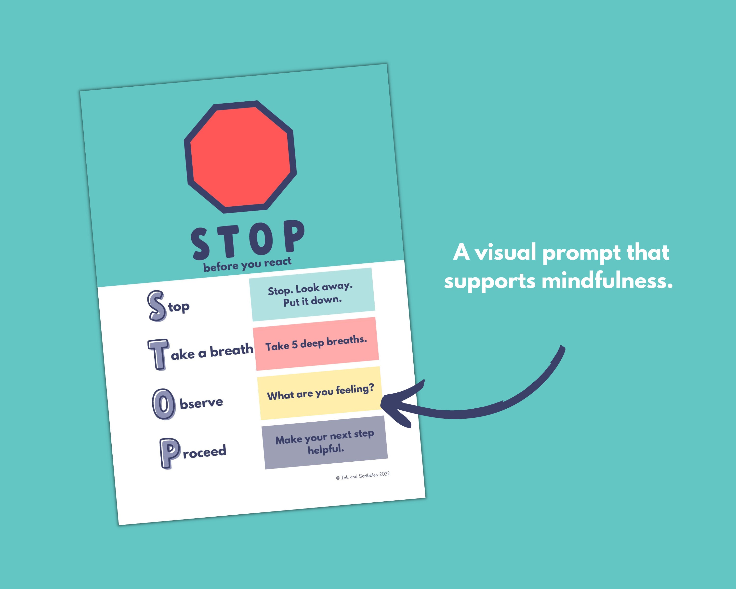 Coping Skills STOP Technique PRINTABLE Poster for Kids Emotional ...