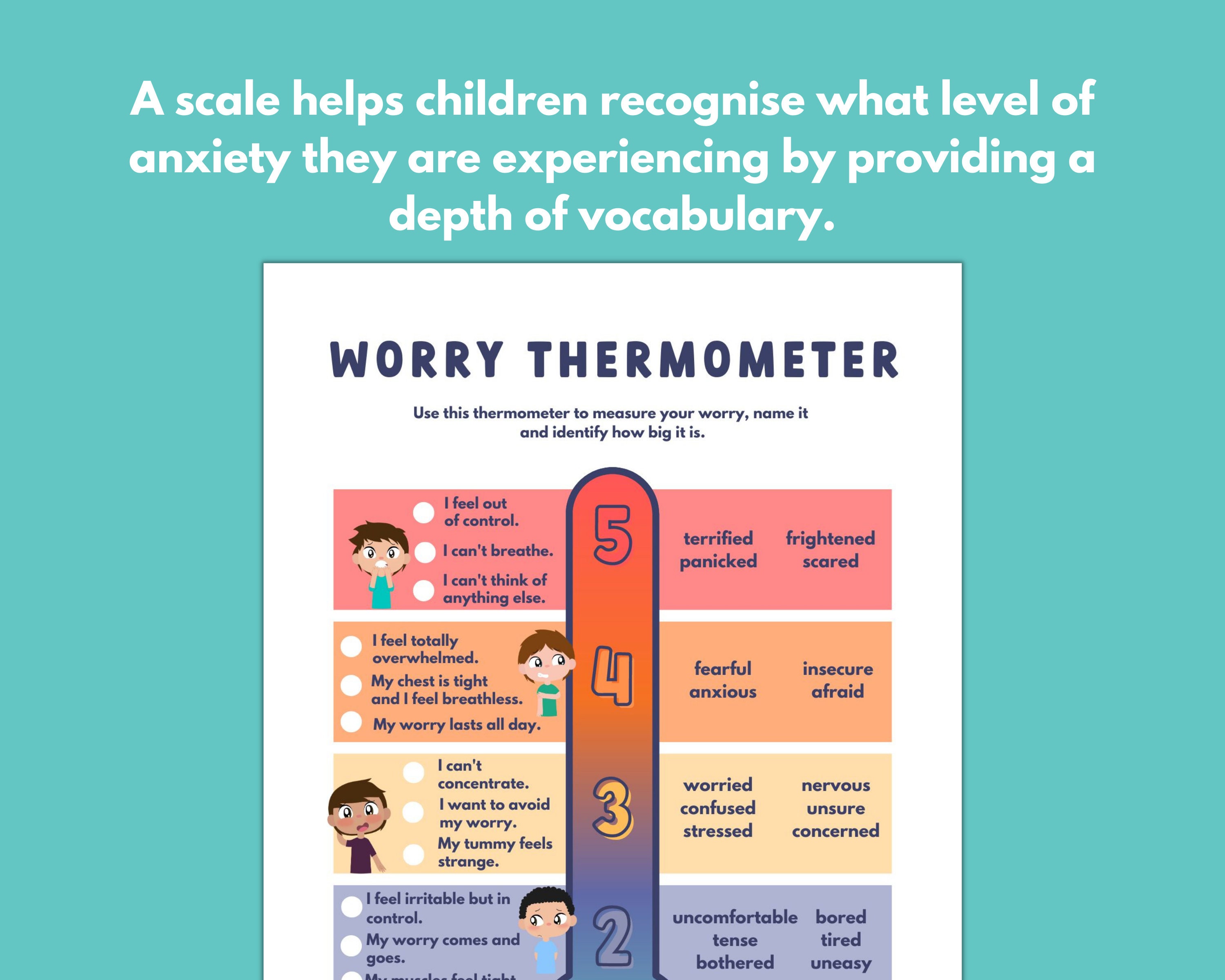 Anxiety Thermometer for Kids: Worry Scale Printable (instant Download ...