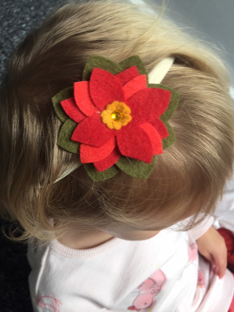 Poinsettia Christmas Headband. Girls Christmas Headband. Poinsettia ...