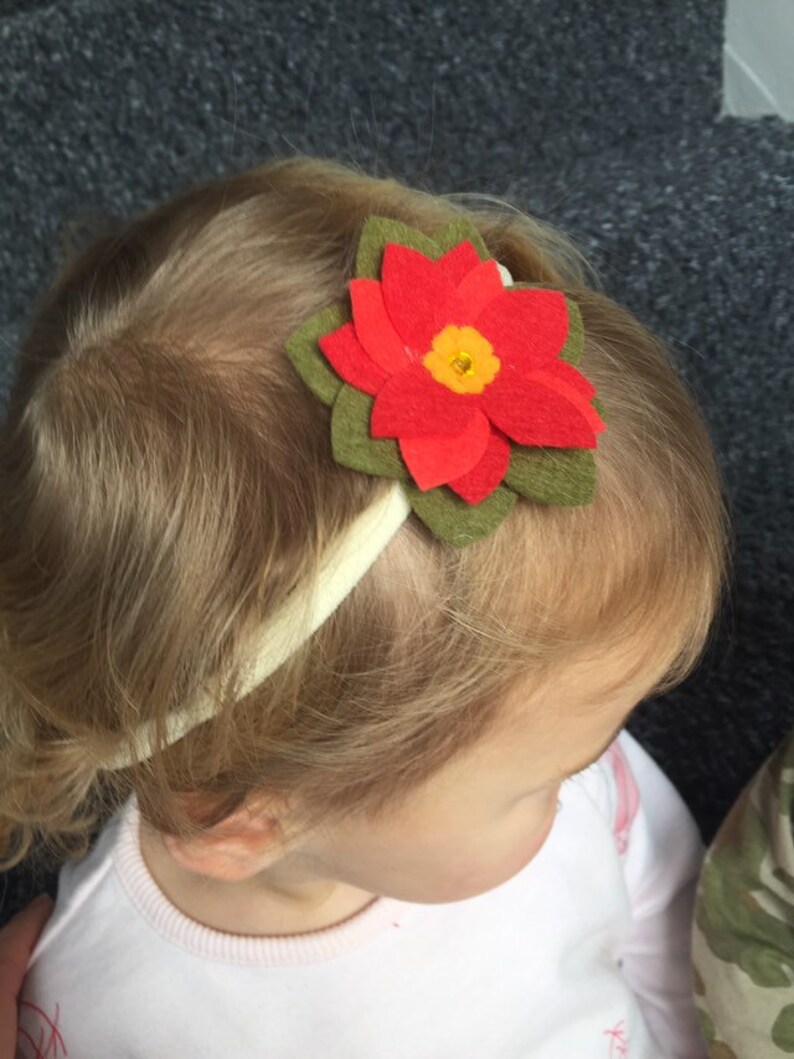Poinsettia Christmas Headband. Girls Christmas Headband. Poinsettia ...