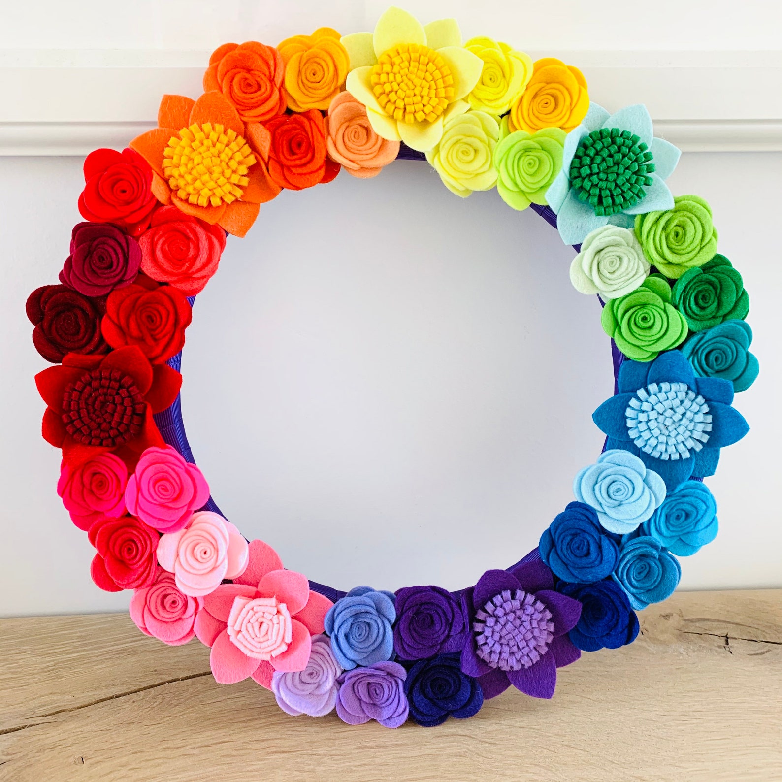 Rainbow Flower Wreath. Felt Flower Wreath. Rainbow Wreath. - Etsy UK