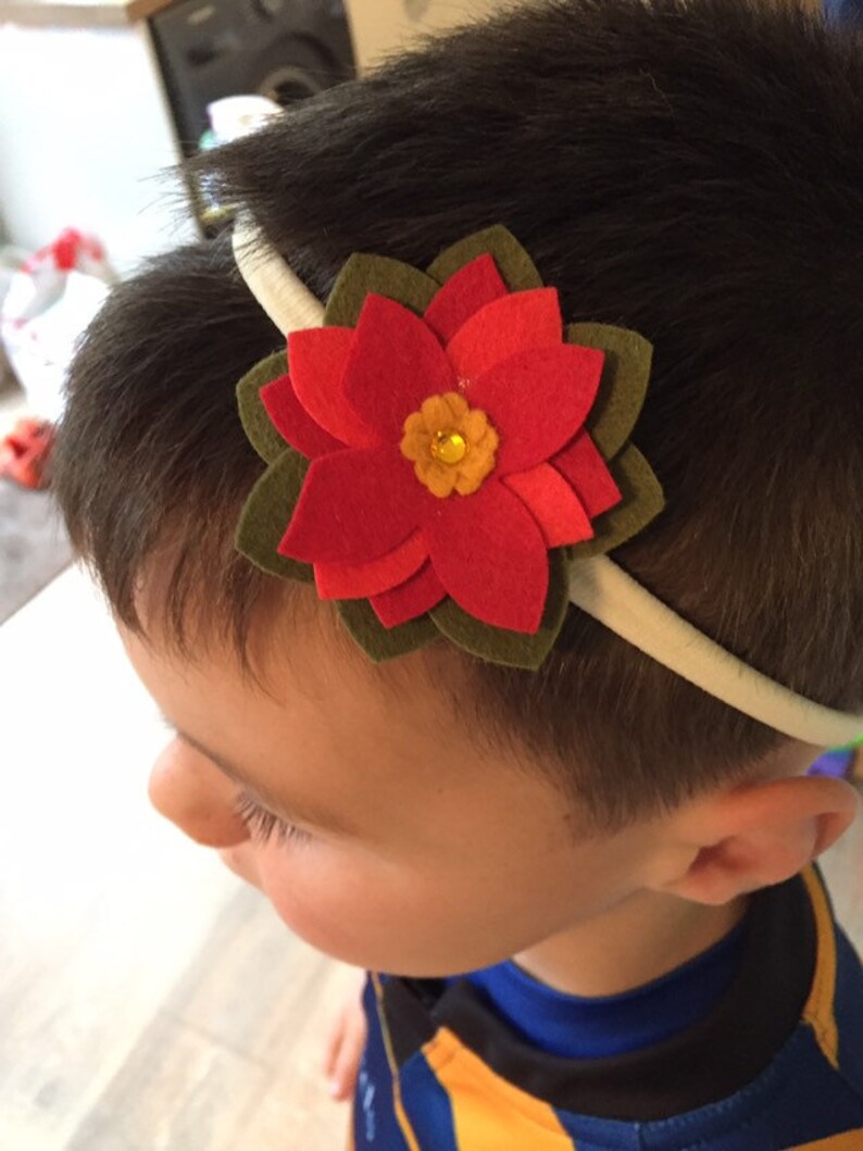 Poinsettia Christmas Headband. Girls Christmas Headband. Poinsettia ...