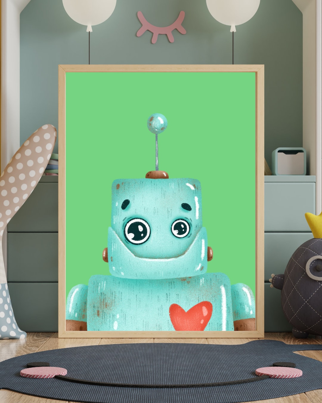 Kids Robot Art Robot Nursery Art Playroom Art Playroom - Etsy