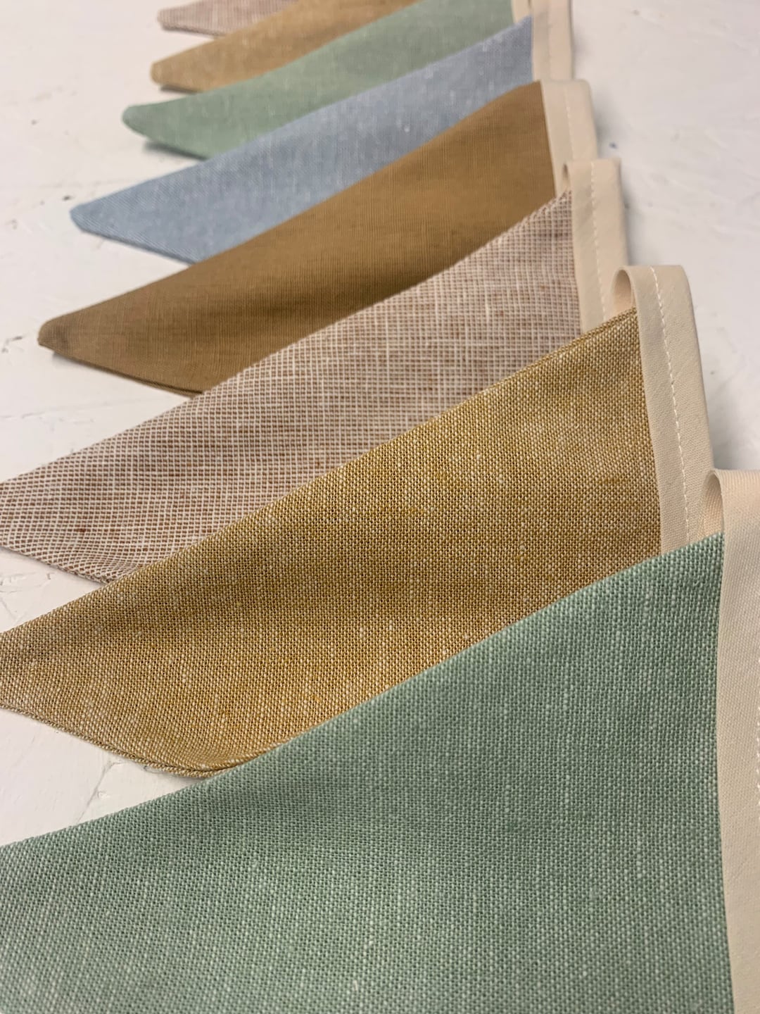 Linen Bunting - Sage & Mustard - Fabric Bunting - Baby Shower - Nursery ...